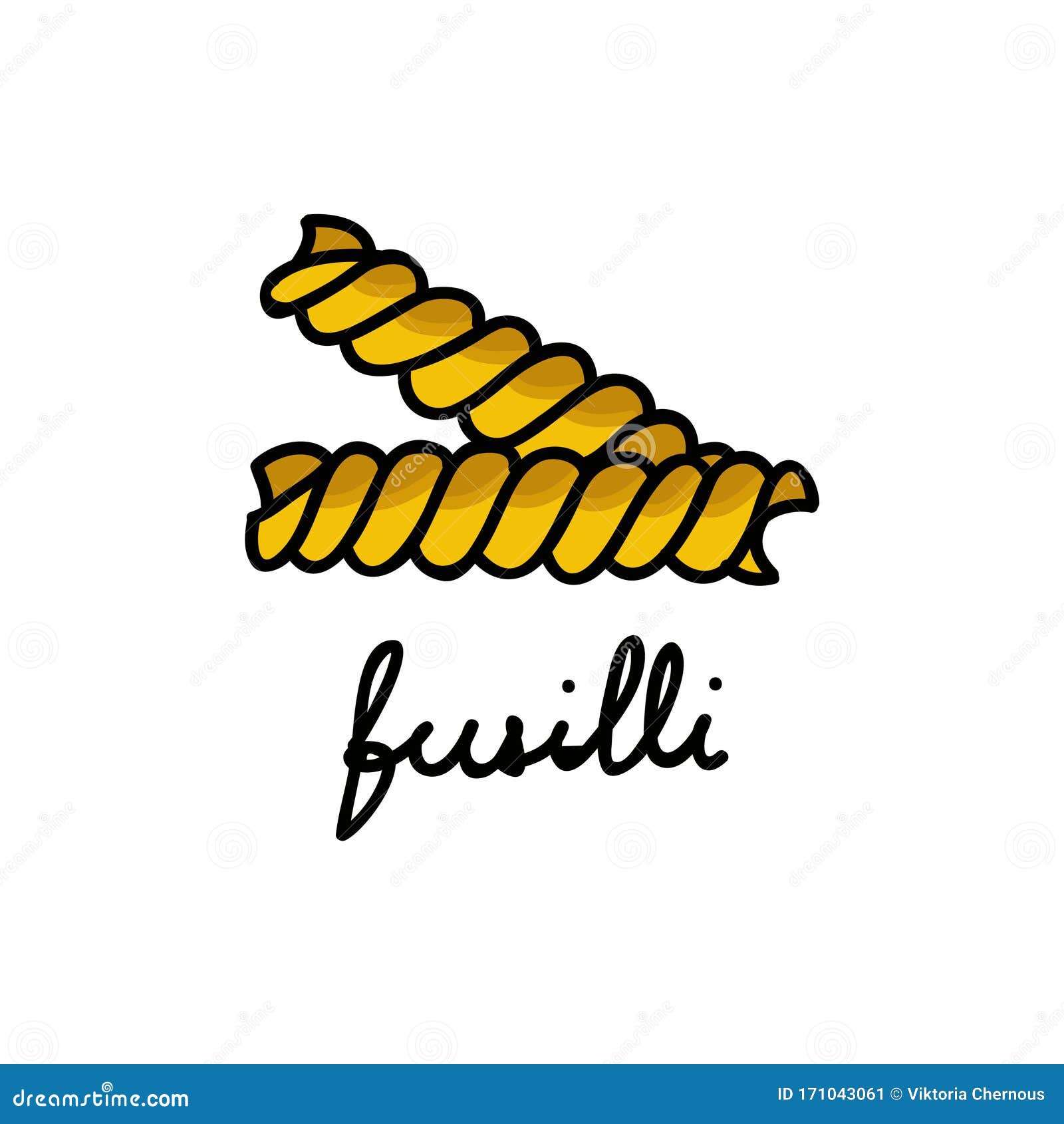 Fusilli Pasta Doodle Icon, Vector Illustration Stock Illustration ...