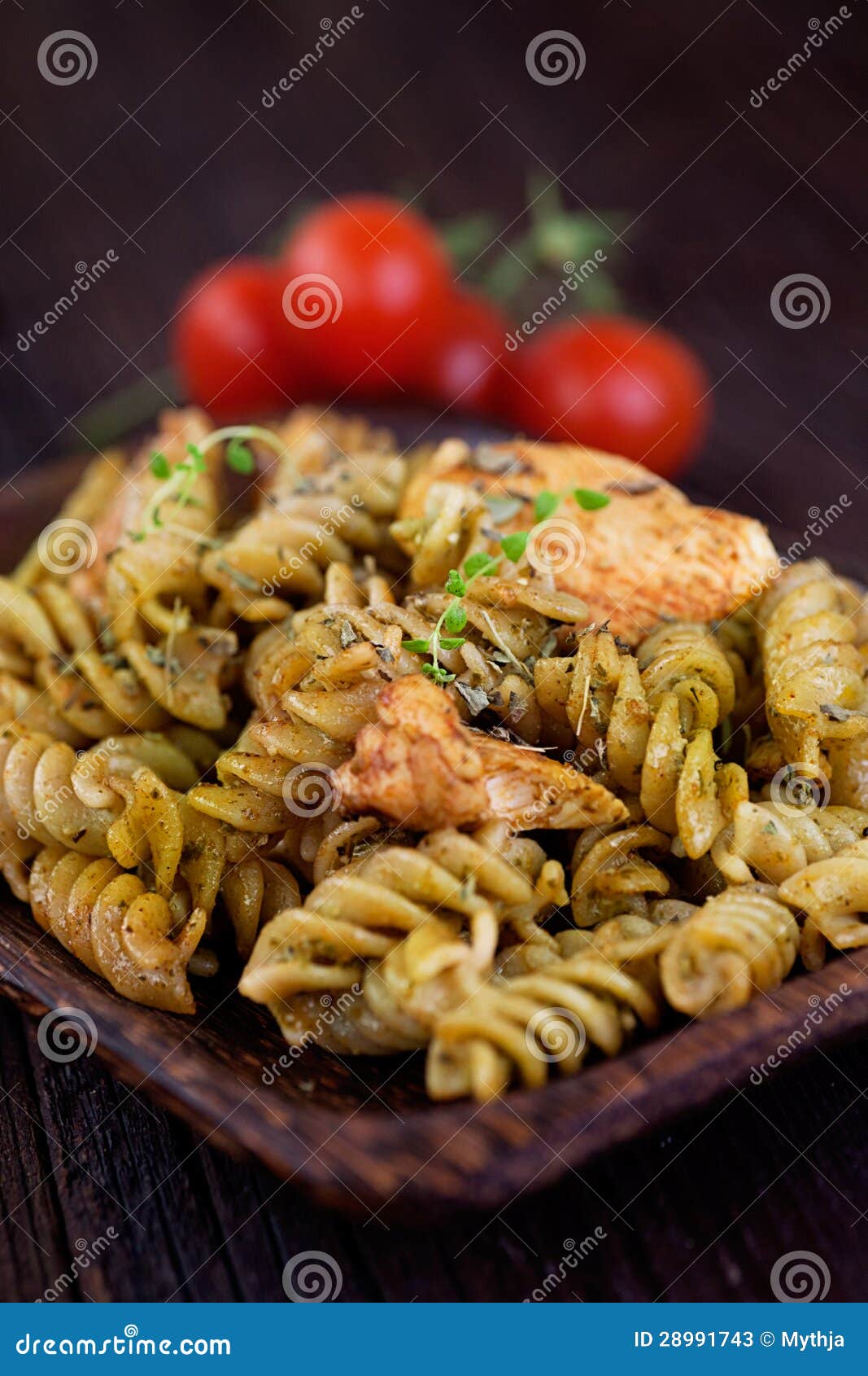 Fusilli pasta pesto stock image. Image of restaurant - 28991743