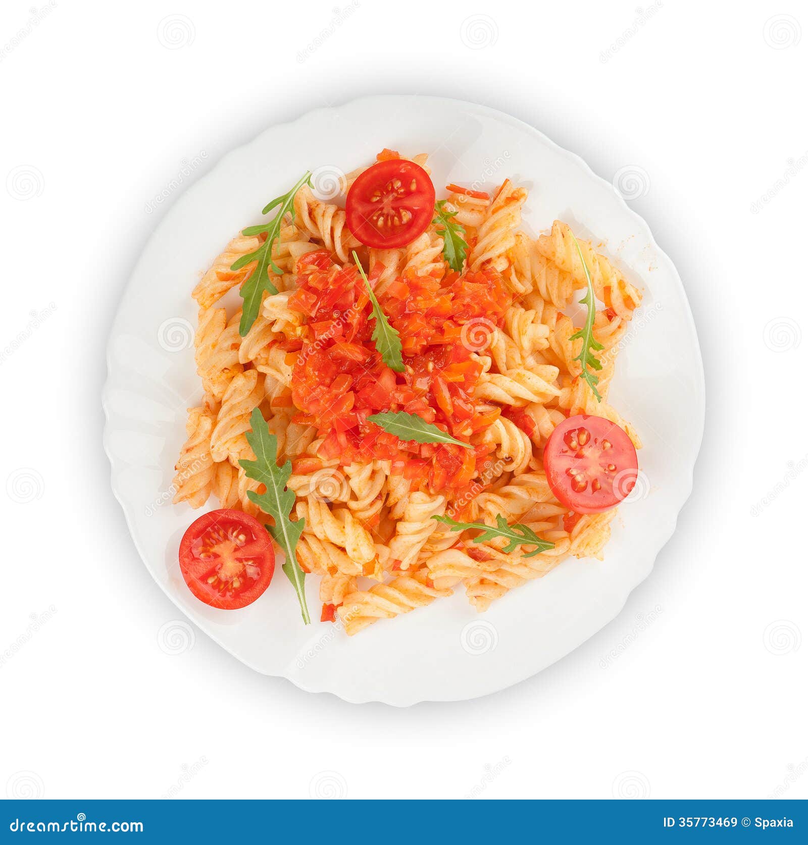 Fusilli pasta on a plate stock image. Image of vegetarian - 35773469