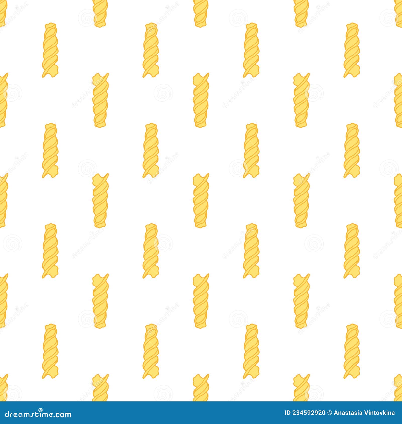 Fusilli Paste Pattern, Yellow in a Flat Style. Seamless Pattern of Dry ...