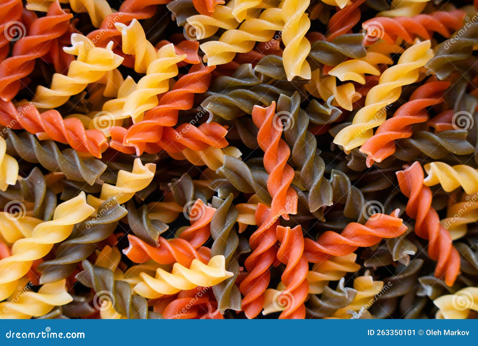 Fusilli Paste Spiral Shape. Close Up. Natural Pasta Background. Top ...