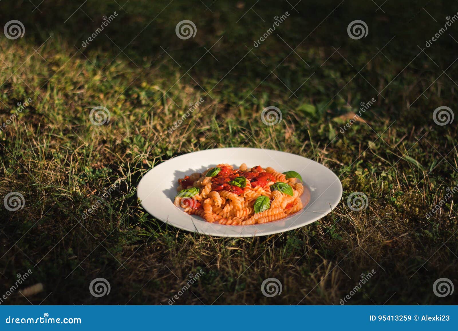 Fusilli pomodoro stock image. Image of outdoor, italian - 95413259