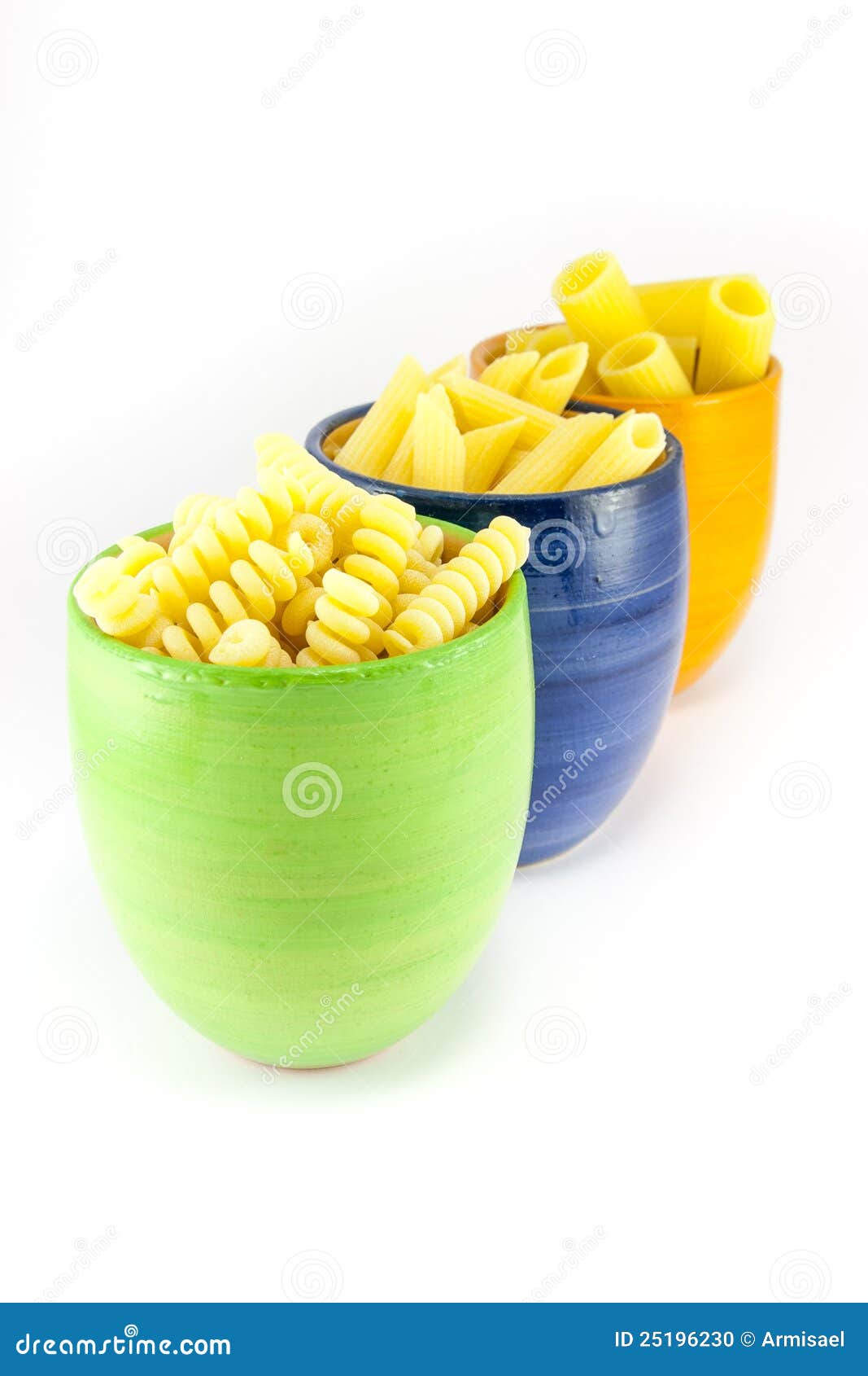 Fusilli, Rigatoni and Pens Pasta Stock Photo - Image of orange, dish ...