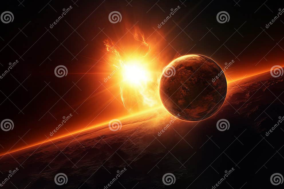 Fusion Fire and Earth Dramatic Background from Generative Ai Stock ...