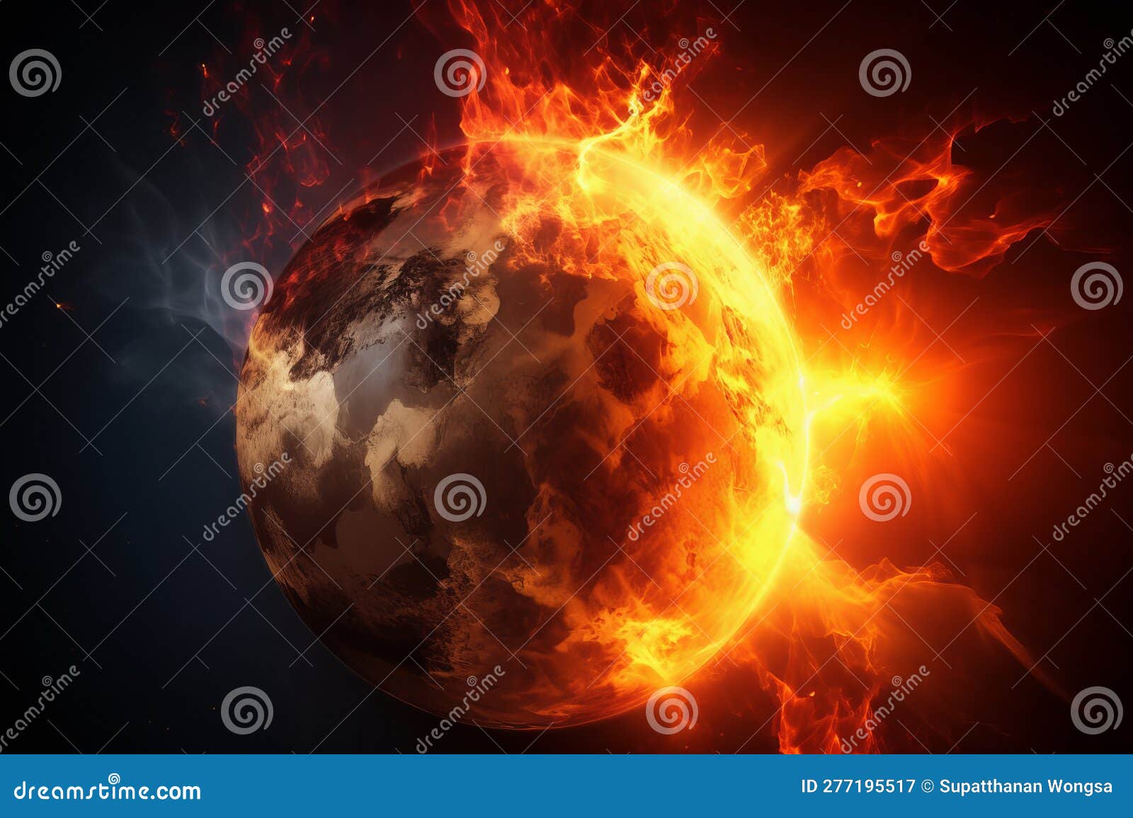 Fusion Fire and Earth Dramatic Background from Generative Ai Stock ...