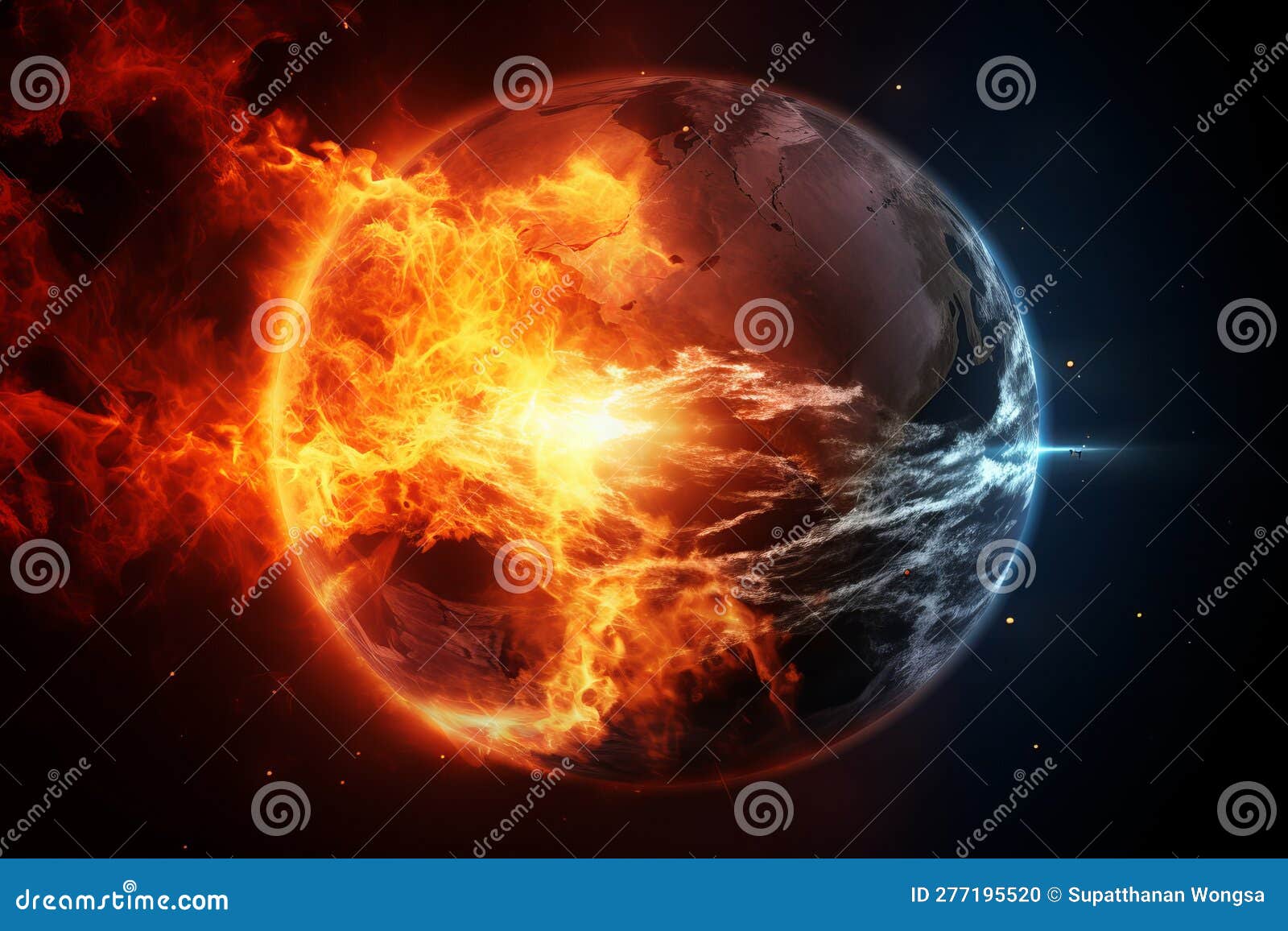 Fusion Fire and Earth Dramatic Background from Generative Ai Stock ...