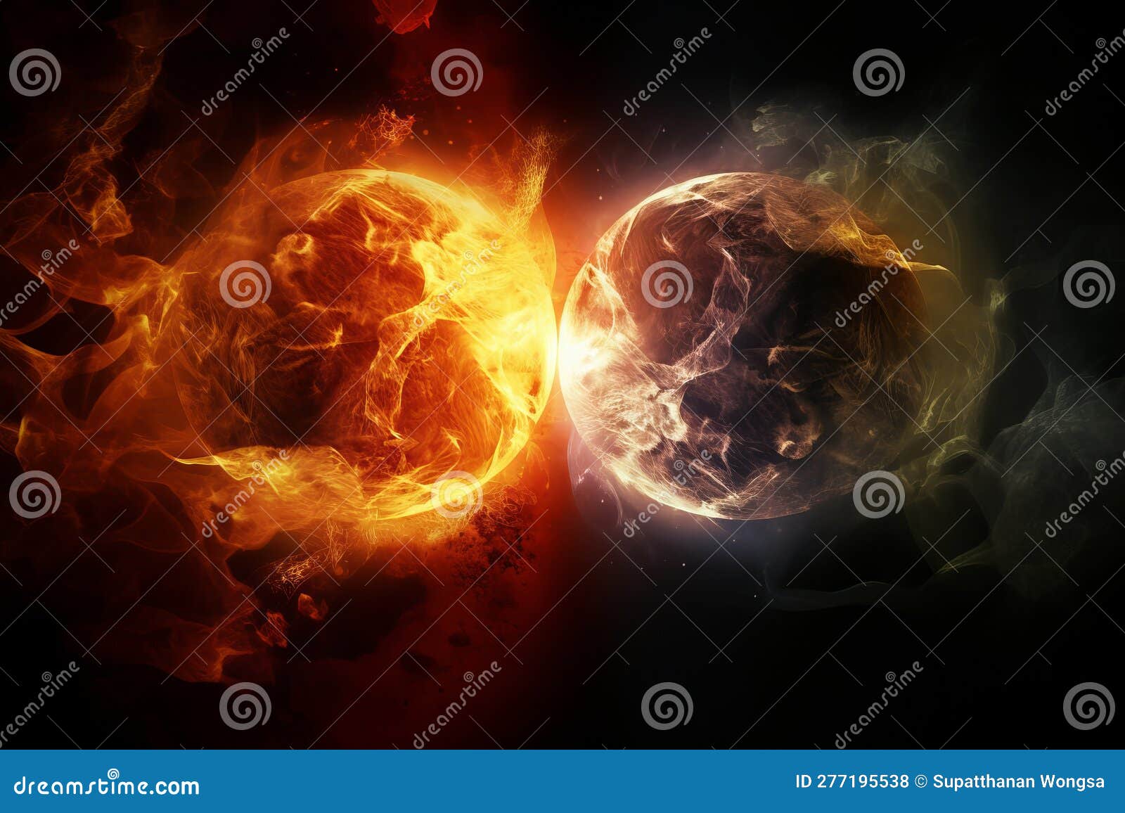 Fusion Fire and Earth Dramatic Background from Generative Ai Stock ...