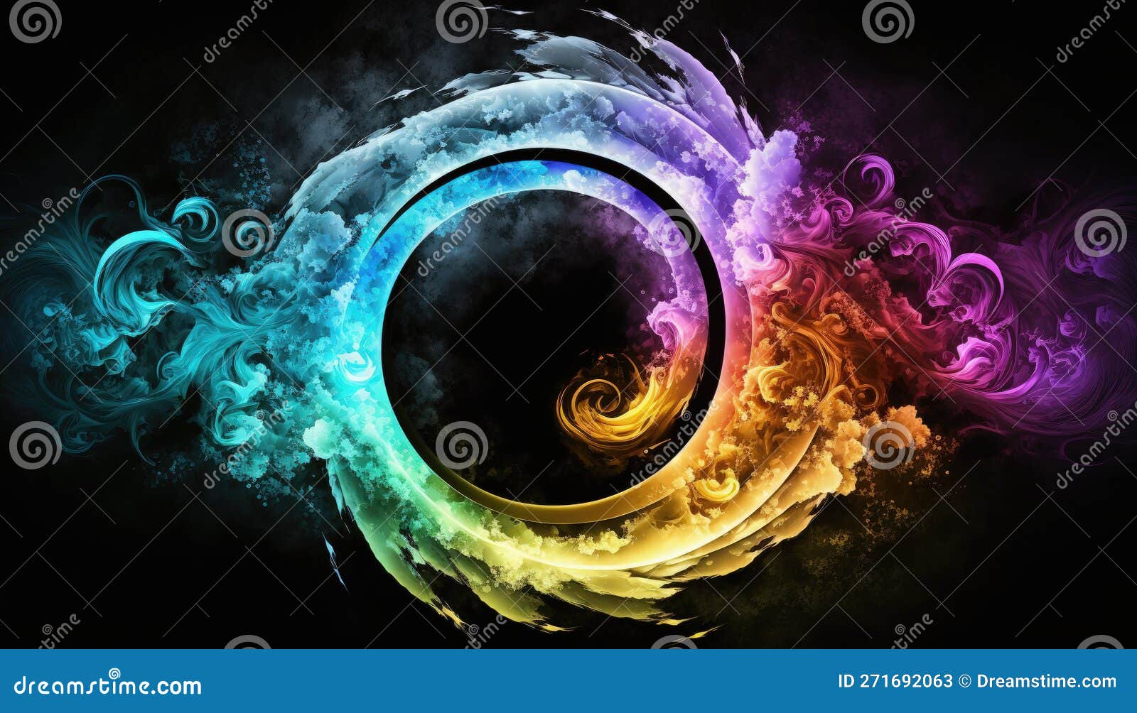 The Fusion of Fire and Ice, Circle Smoke and Abstract Geometry Stock ...