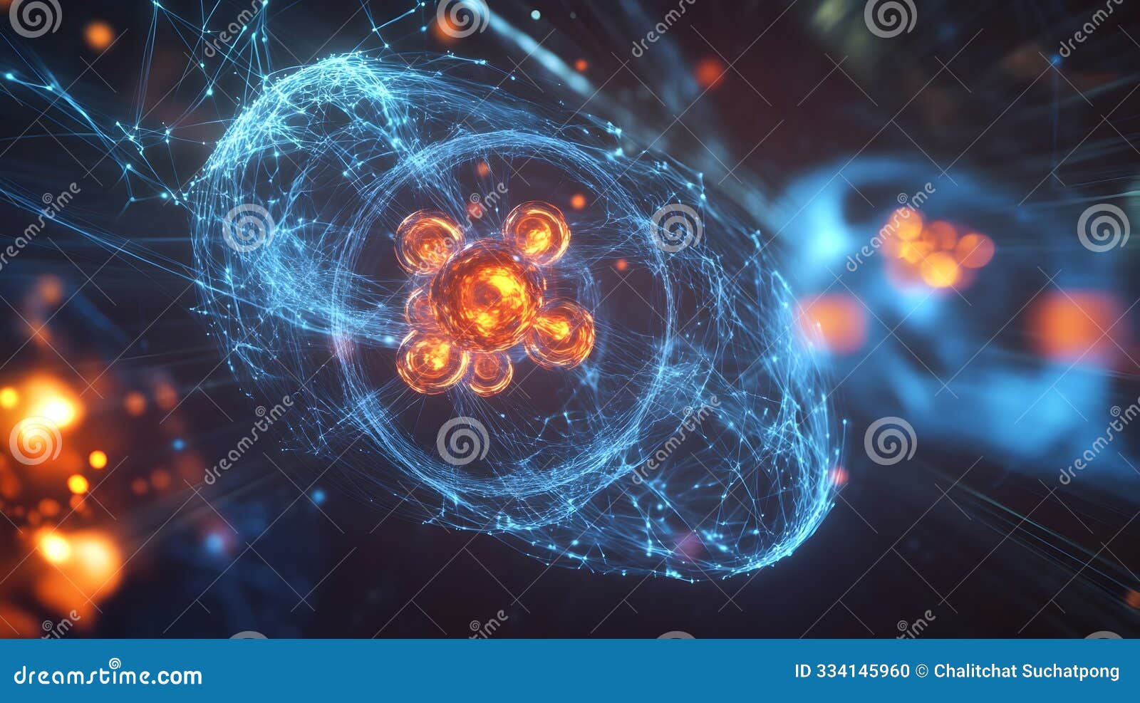 Fusion And Fission Processes Showing Atomic Energy And Particle ...