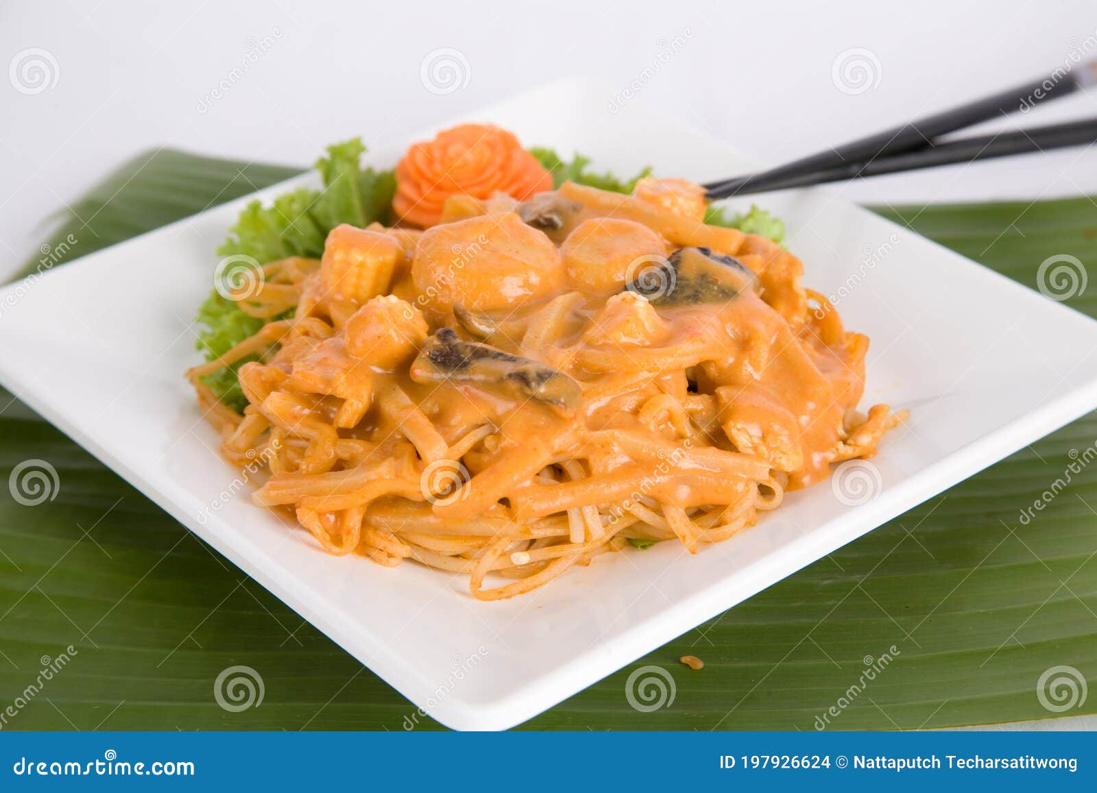 Fusion Food Curry Noodles Thai Food Stock Photo - Image of mixed ...