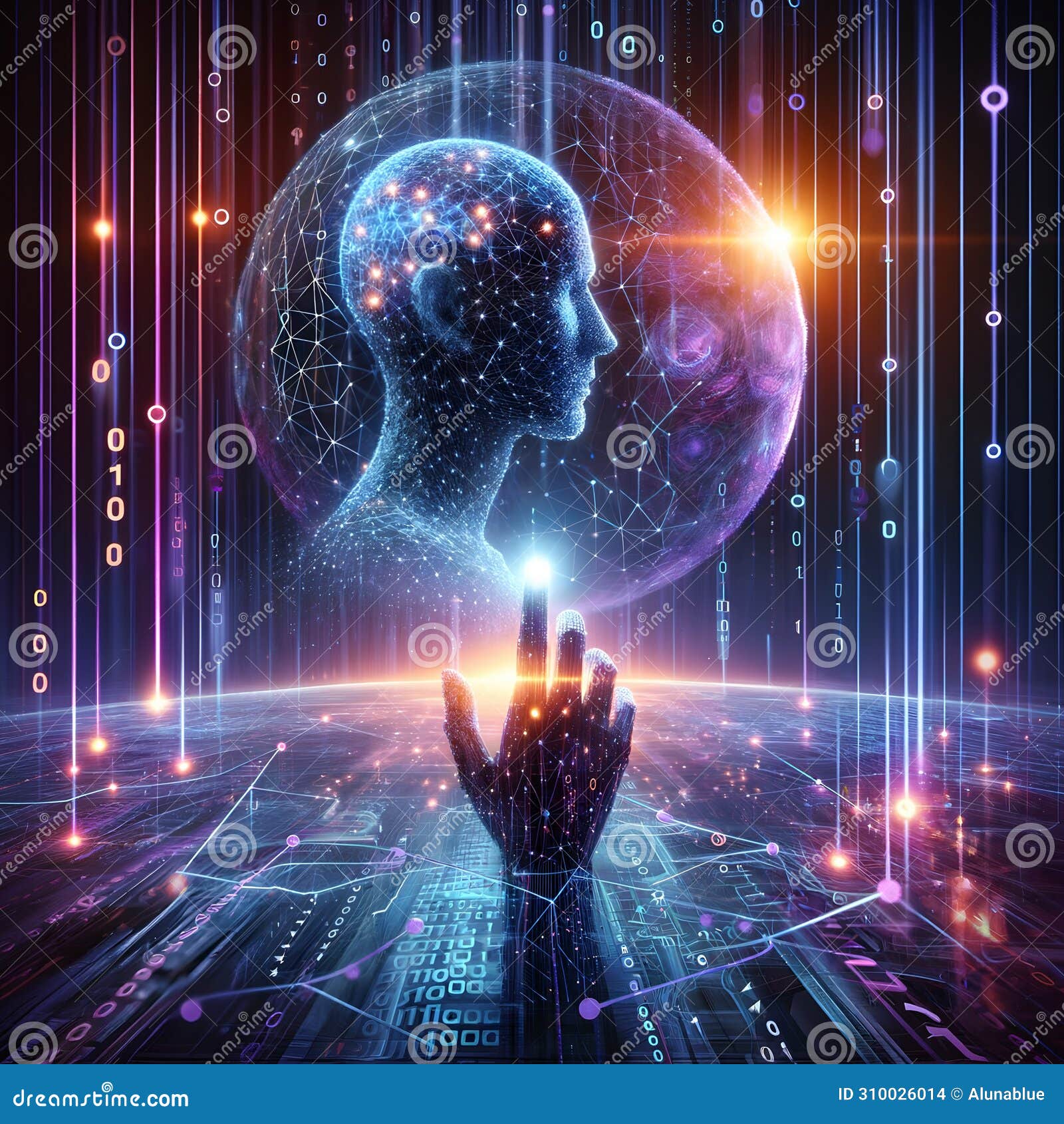 A Fusion of Human Cognition and Technology. Stock Photo - Image of ...