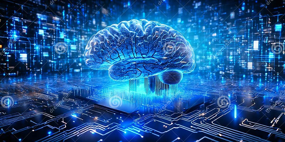 Fusion of Intellect: Biological and Technological Stock Illustration ...