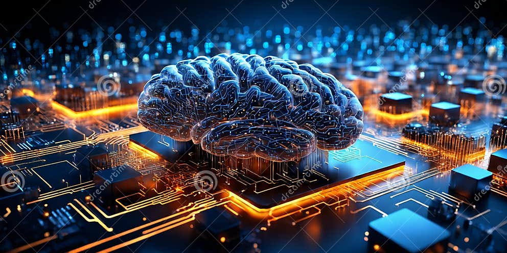 Fusion of Intellect: Biological and Technological Stock Illustration ...