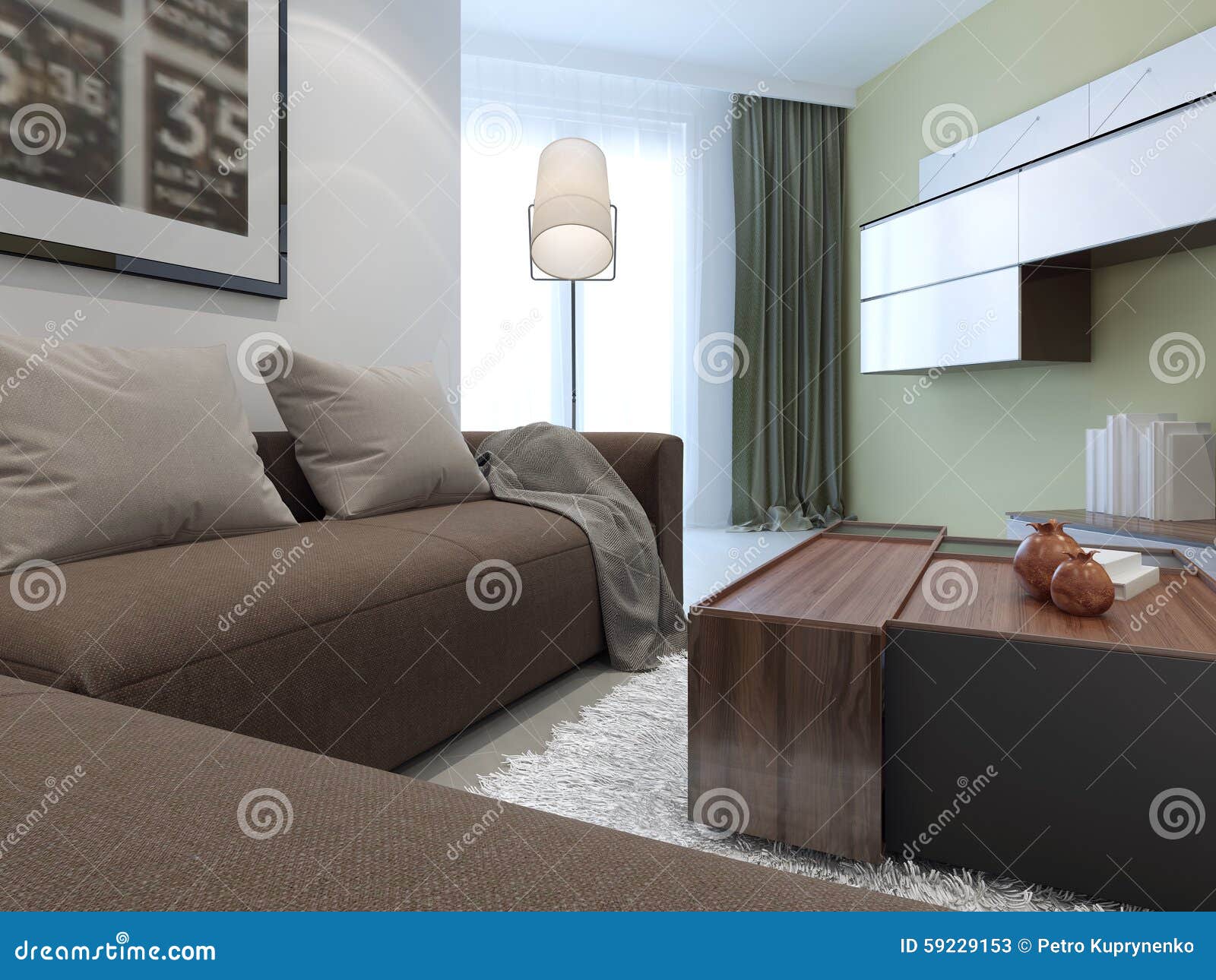 Fusion Interior of Living Room Stock Illustration - Illustration of ...