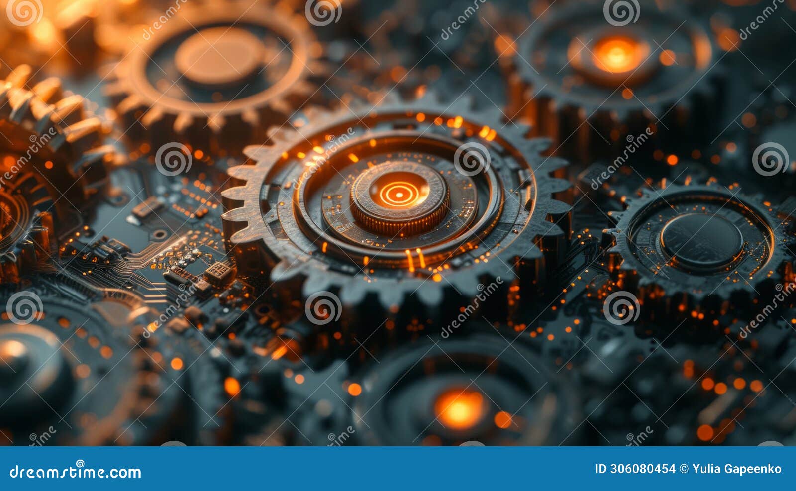 A Fusion of Mechanical Gears and Digital Circuitry, Symbolizing the ...