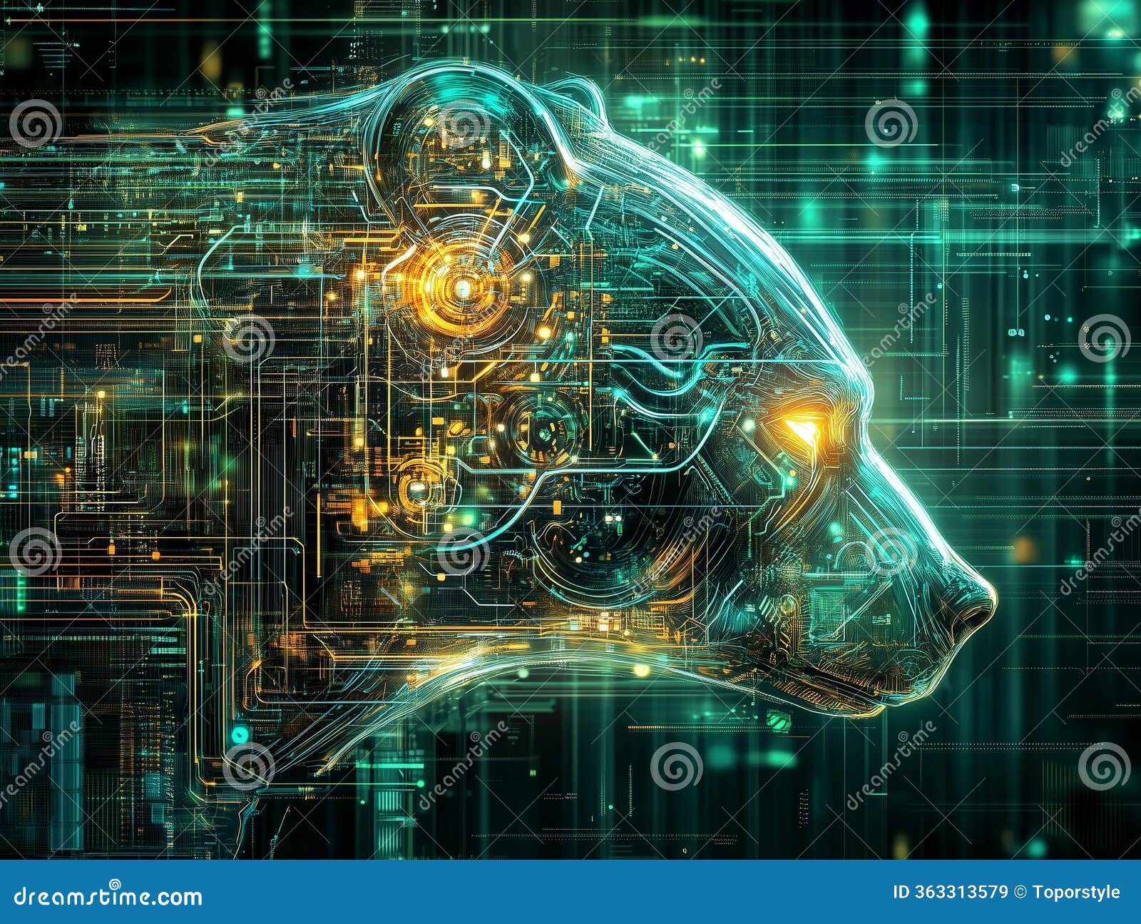 Fusion of Nature and Technology Creates a Futuristic Image of Bear ...