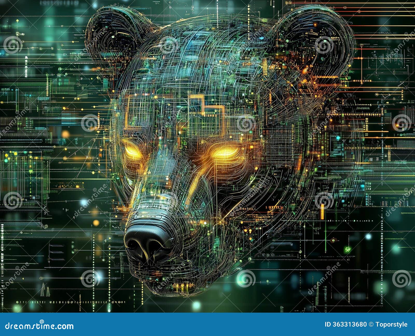 Fusion of Nature and Technology Creates a Futuristic Image of Bear ...
