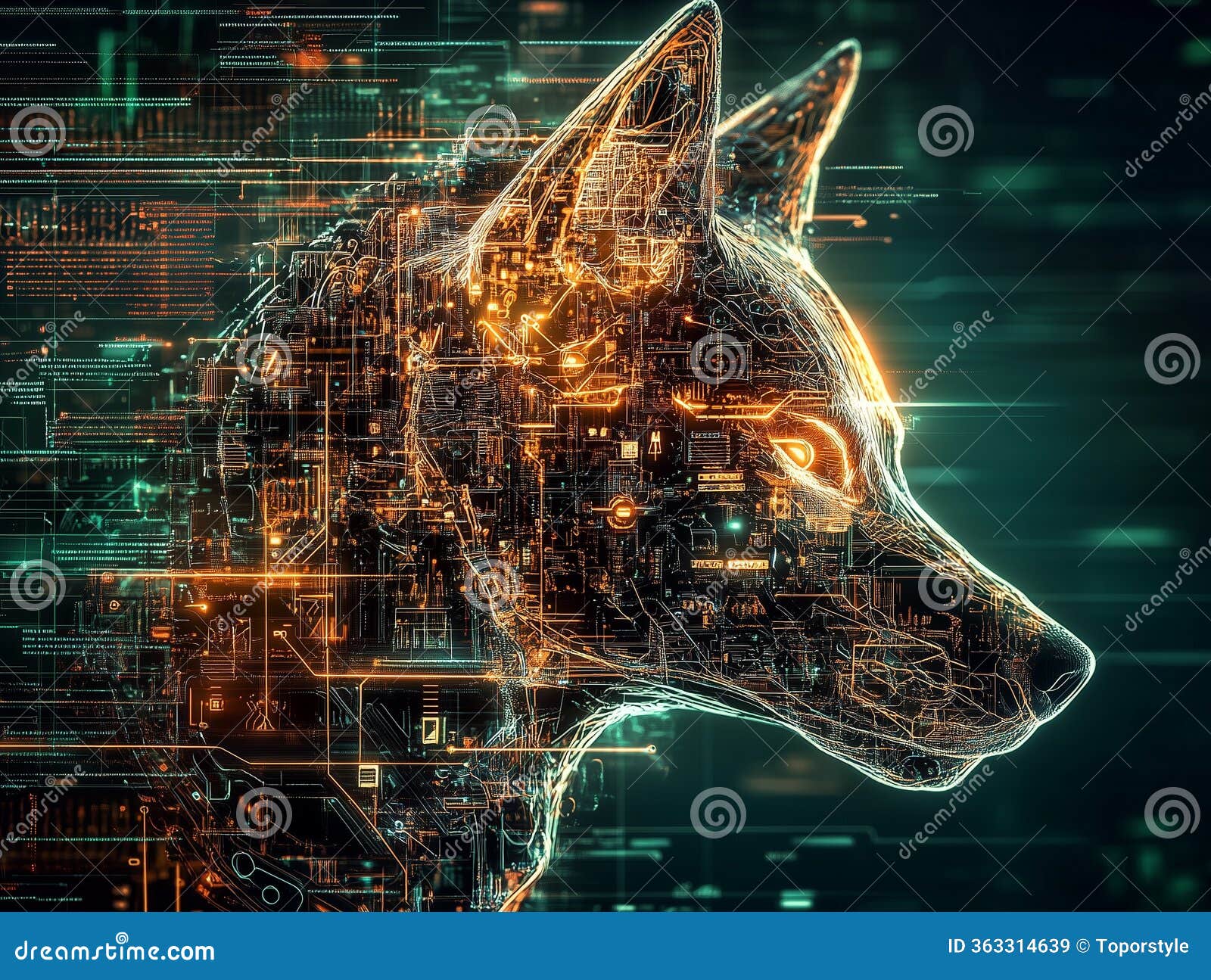 Fusion of Nature and Technology Creates a Futuristic Image of Wolf ...