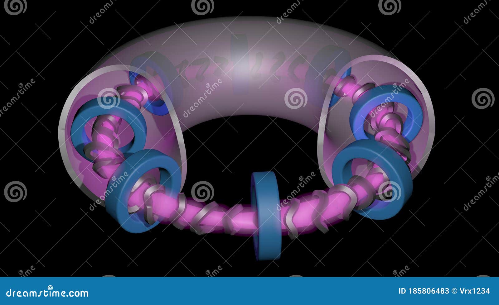 Fusion Reactor . Stellarator Style . Solid and Wireframe Representation ...