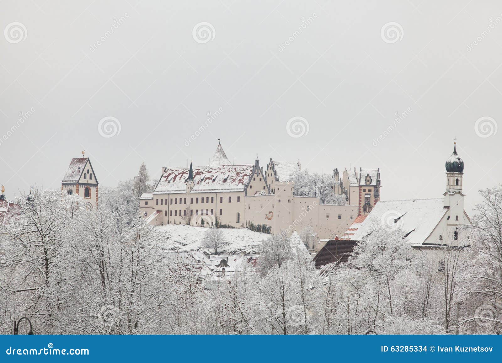 Fussen Castle in Winter Landscape Stock Photo - Image of european ...