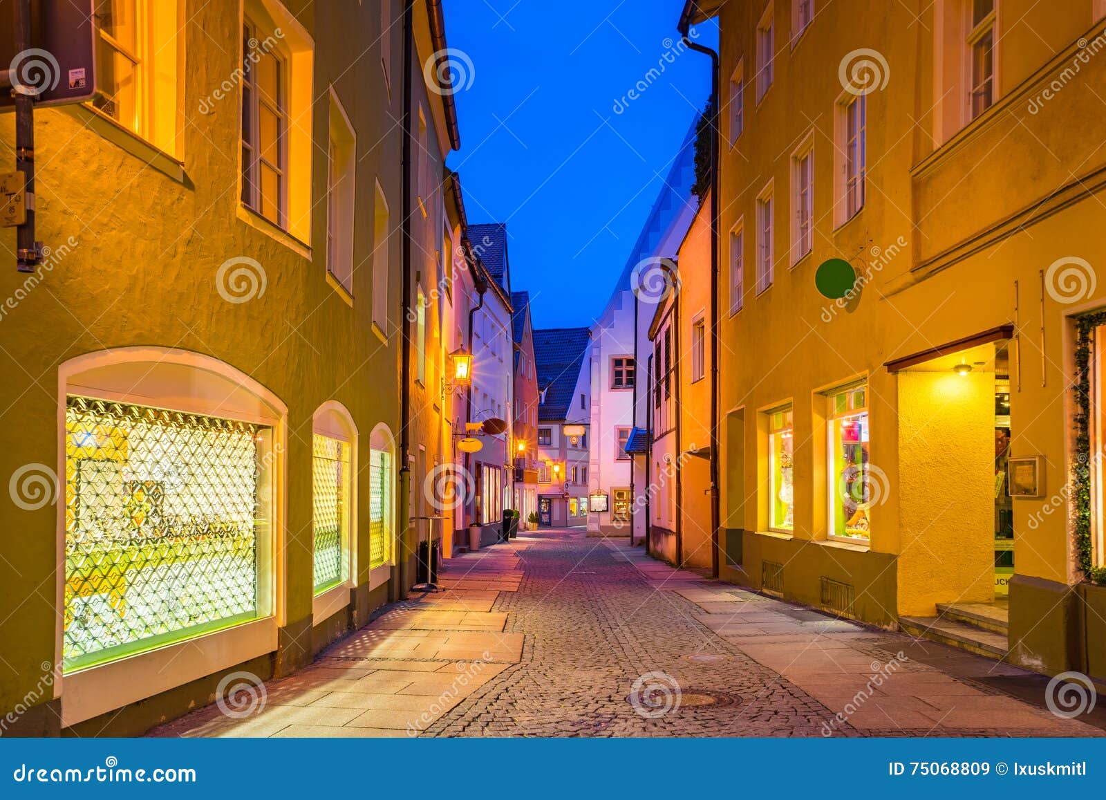Fussen Town in Bavaria, Germany Stock Image - Image of night, window ...
