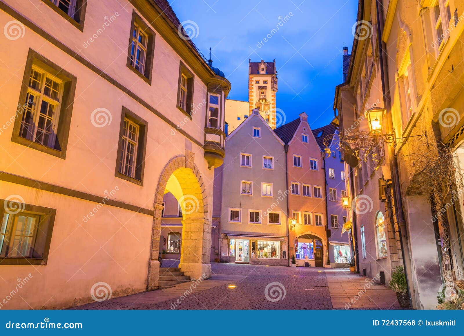 Fussen Town at Night in Bavaria, Germany Editorial Stock Photo - Image ...