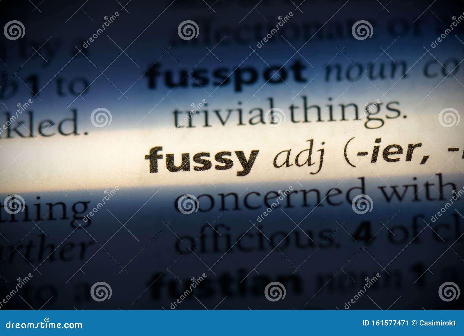 Fussy stock image. Image of closeup, printed, meaning - 161577471