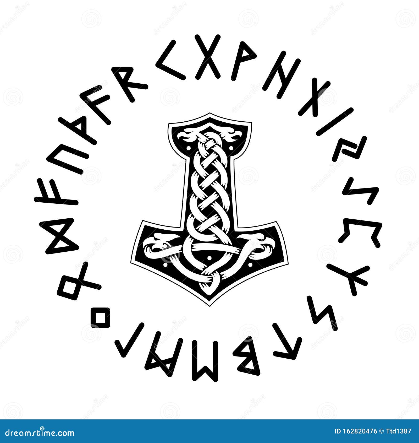 Mjolnir and Futhark Vikings Runes Pagan Stock Illustration ...