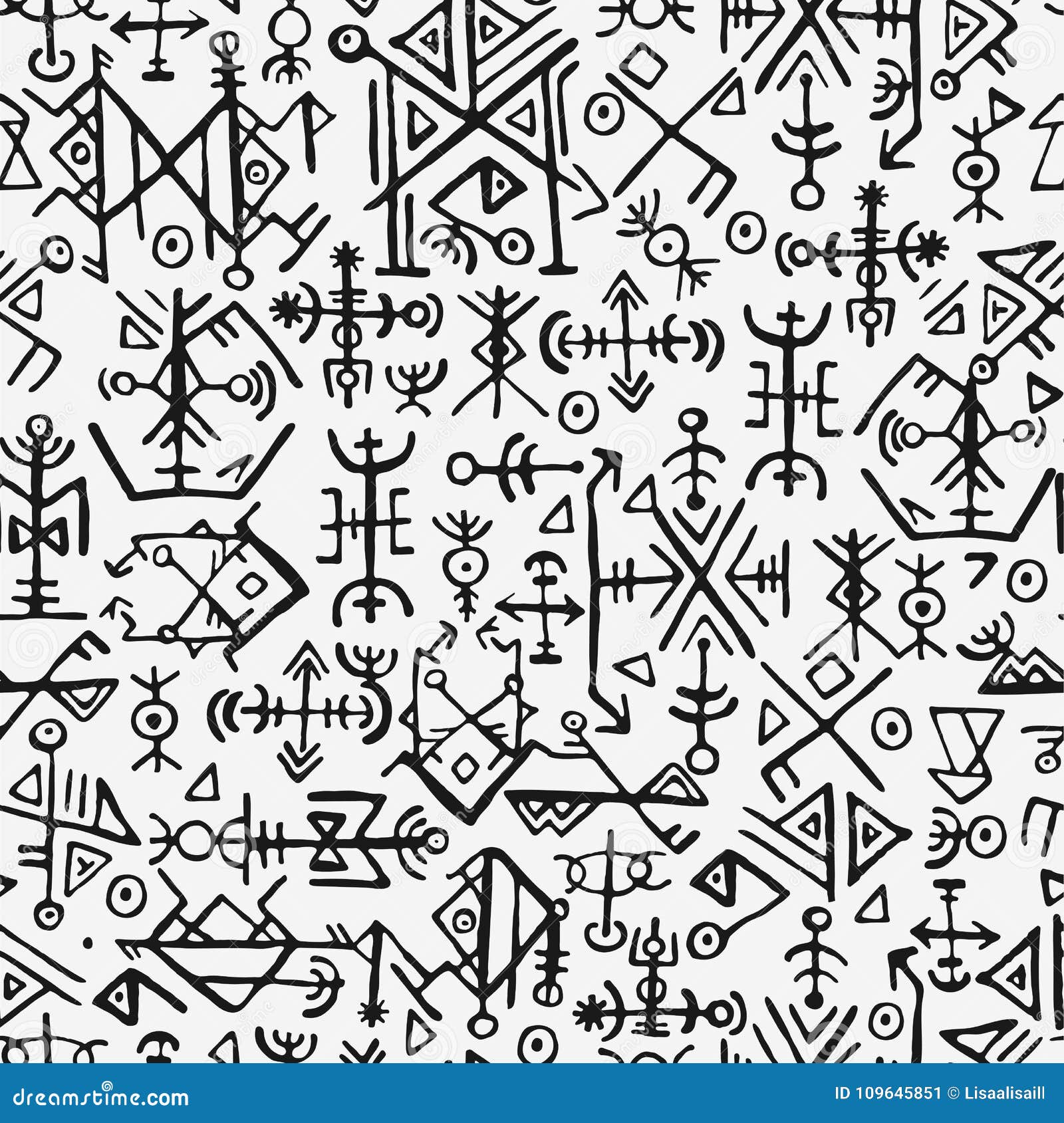 Futhark Norse Islandic And Viking Runes Set. Magic Hand Draw Symbols As ...