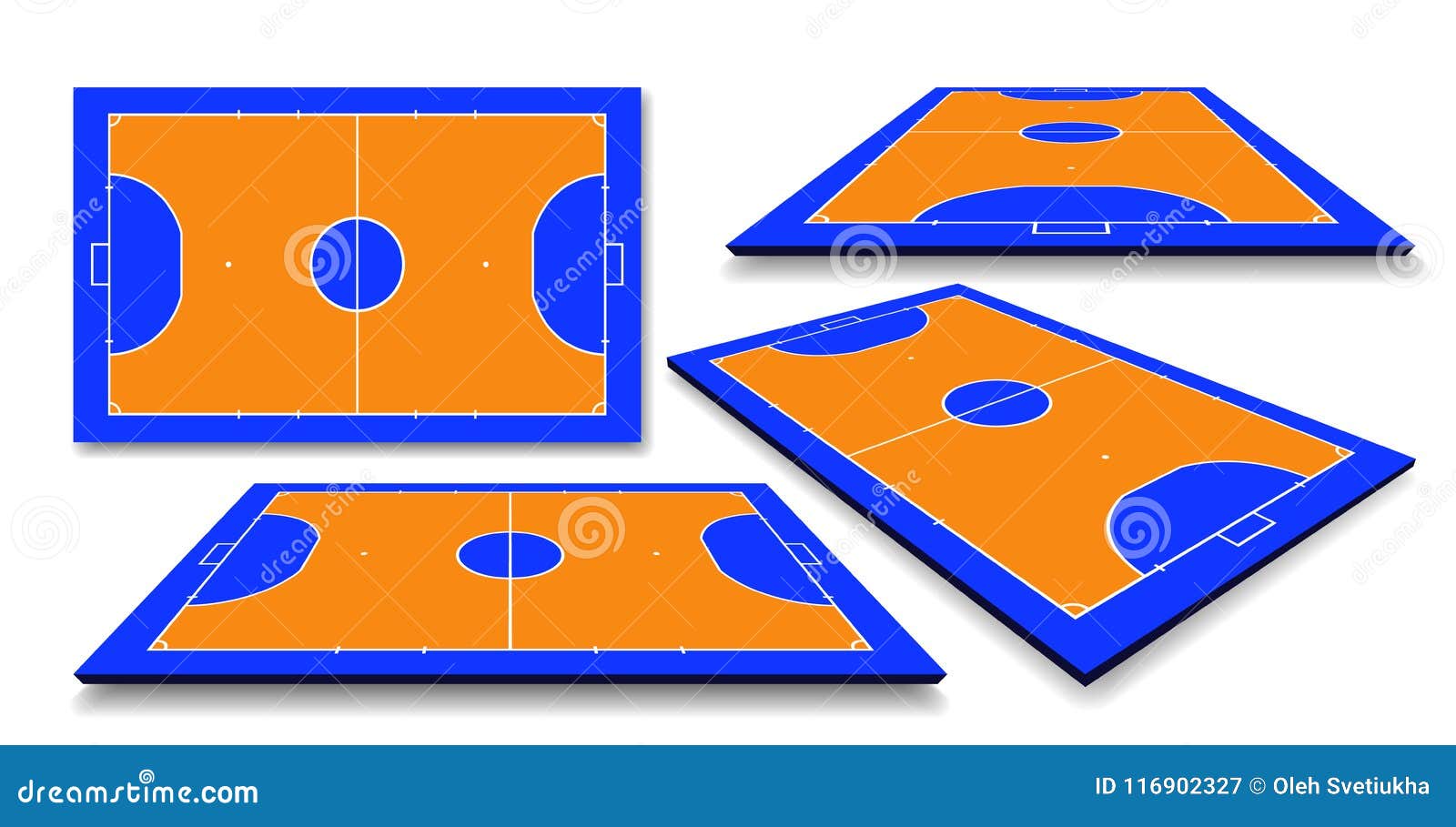 Futsal Court or Field Top and Perspective View Vector Illustration ...