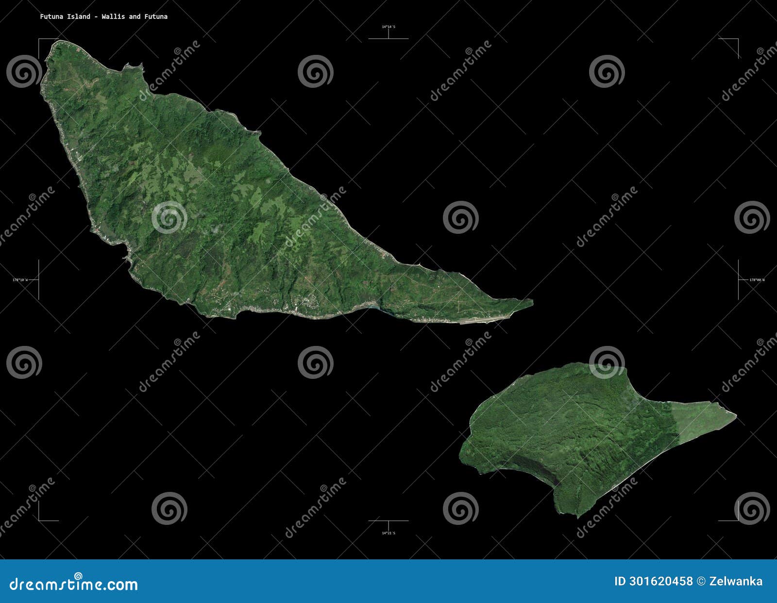 Futuna Island - Wallis and Futuna Shape on Black. High-res Satel Stock ...