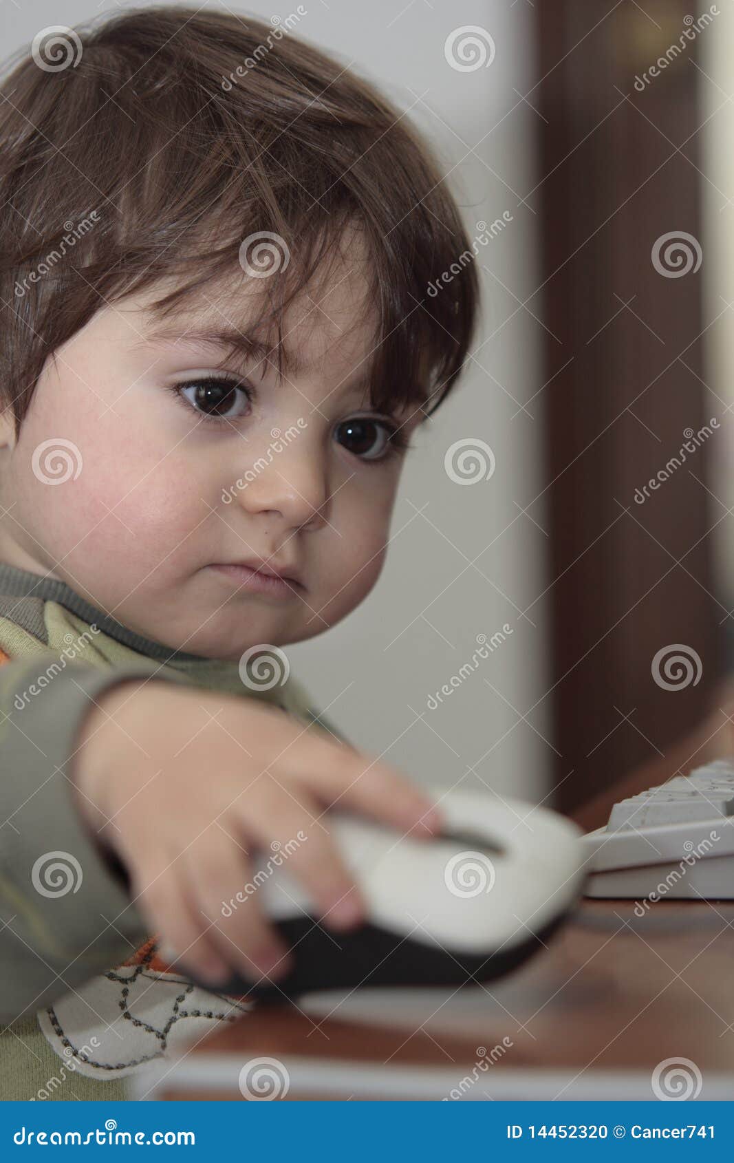 Boy with computer mouse stock photo. Image of technology - 14452320