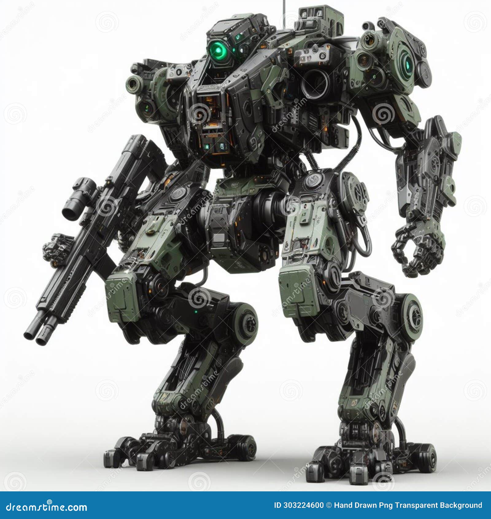 Future Advanced Robot Mech with Full Weapons on White Background Stock ...