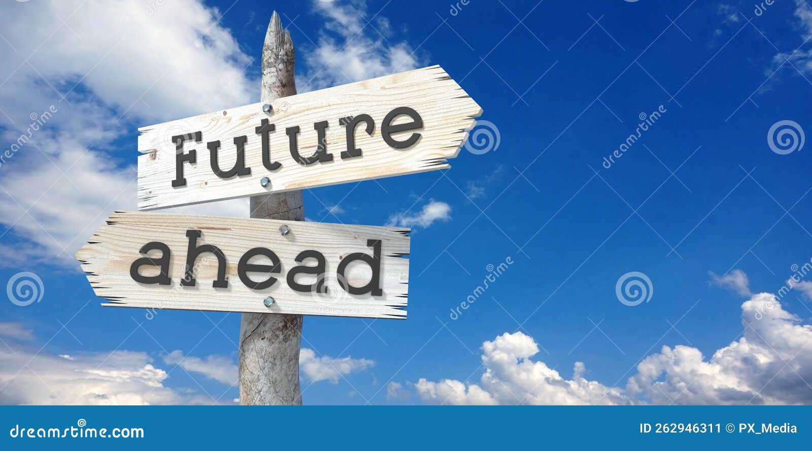 Future Ahead - Wooden Signpost with Two Arrows Stock Illustration ...