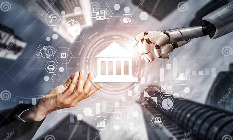 Future Artificial Intelligence Robot and Cyborg. 3D Illustration. Stock Illustration ...