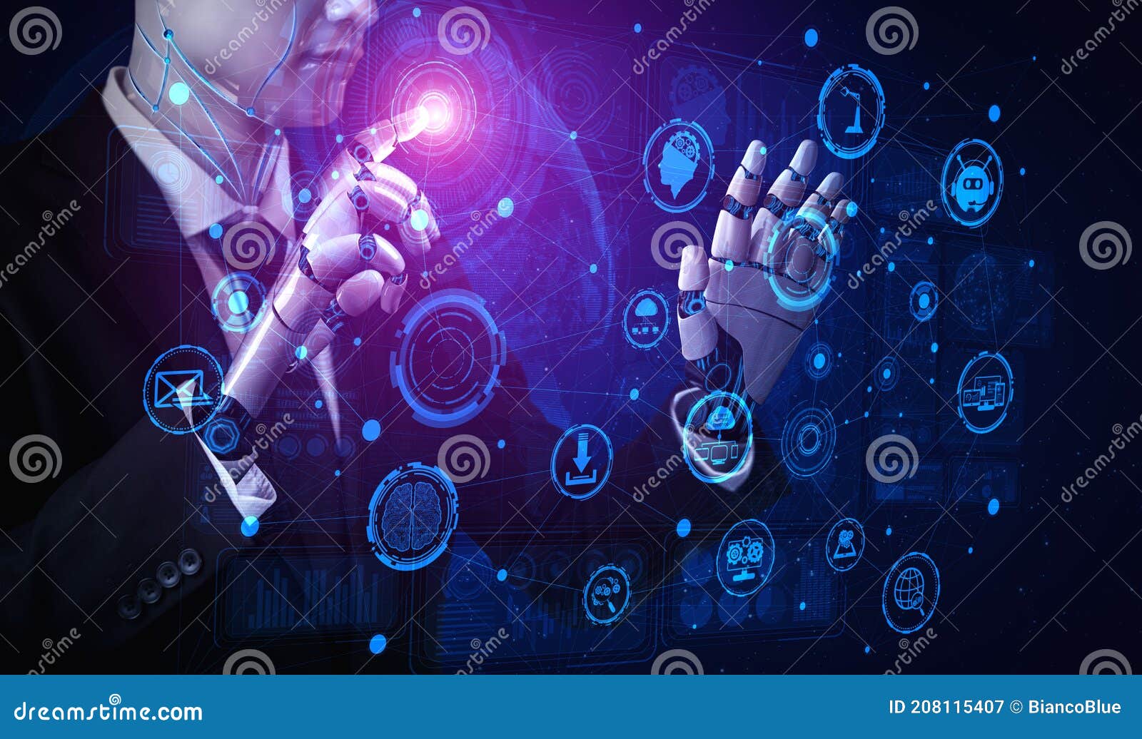 Future Artificial Intelligence Robot and Cyborg. Stock Image - Image of ...