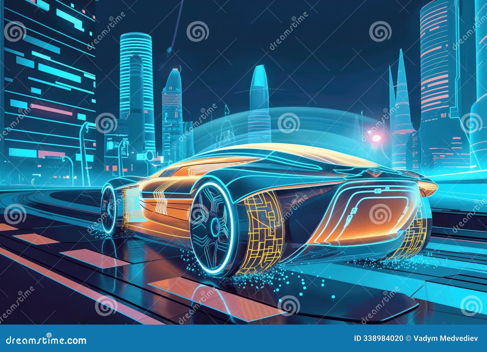 Future Autonomous Vehicle. Driverless Car Interior Futuristic ...