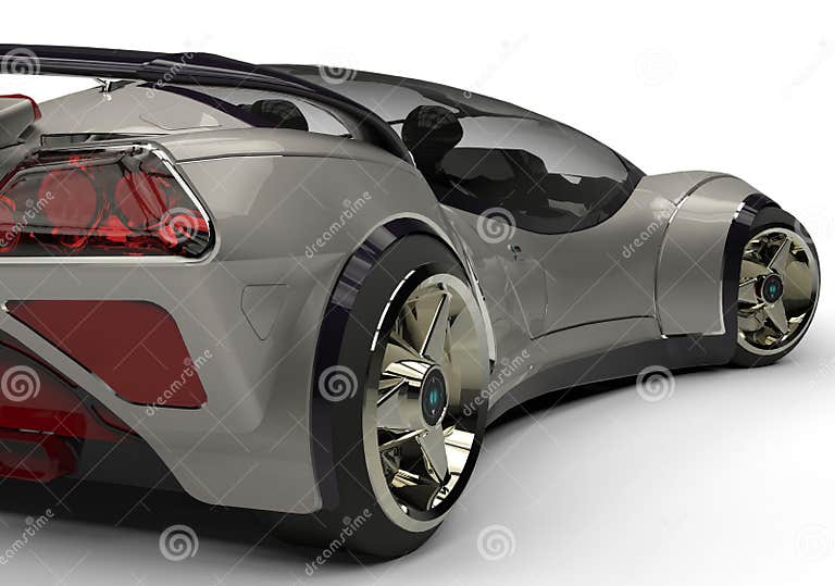 Future Car Silver Back Side View Stock Illustration - Illustration of ...