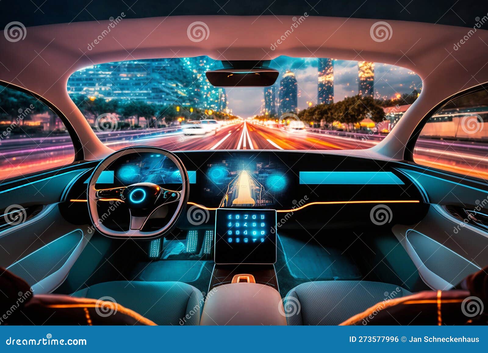 Future Car Software Technology. Self-Driving Car, Autonomous Vehicle ...