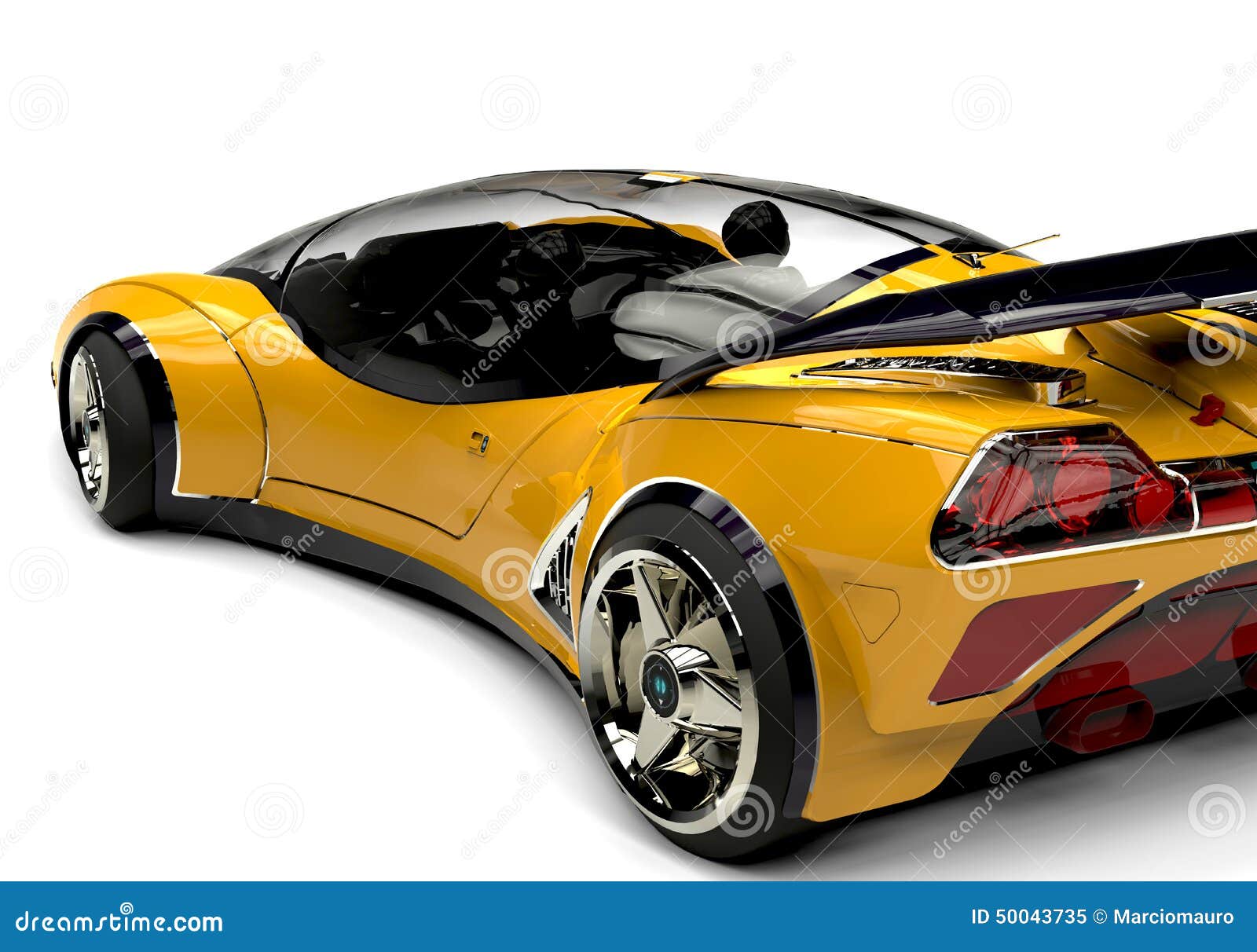 Future Car Yellow Bsck Side View 2 Stock Illustration - Illustration of ...