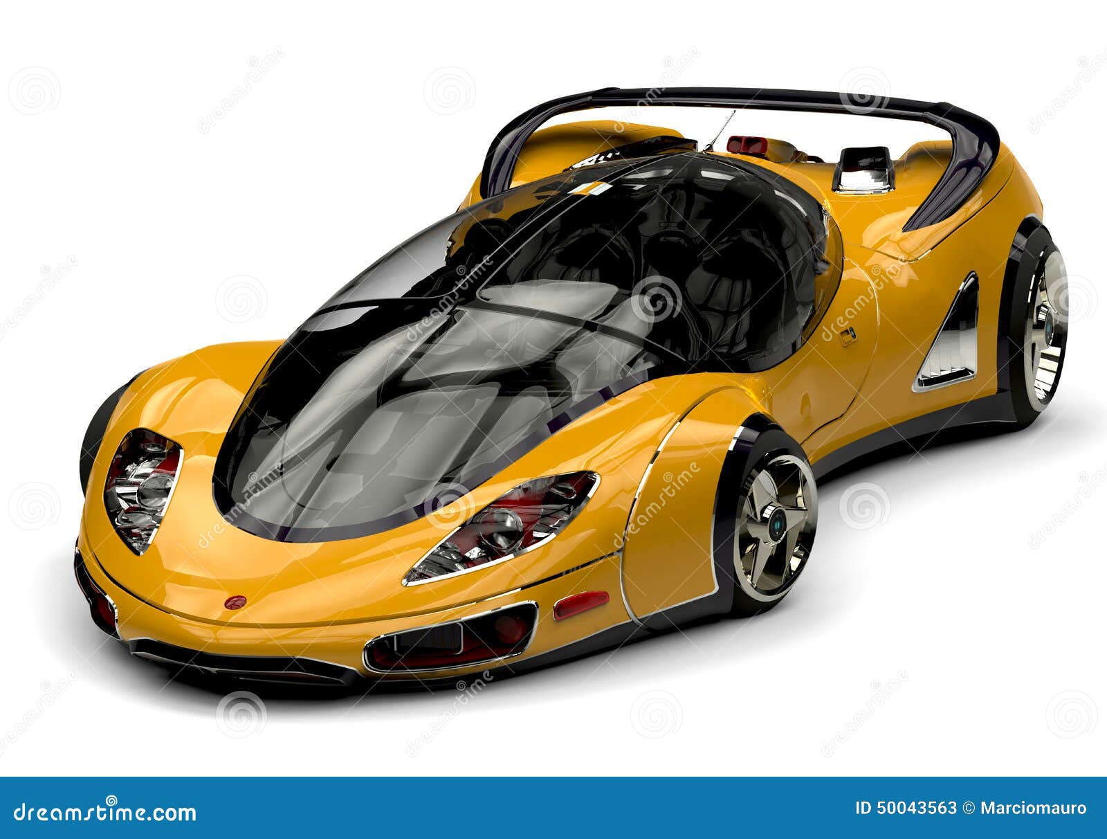 Future Car Yellow Front View Stock Illustration - Illustration of motor ...