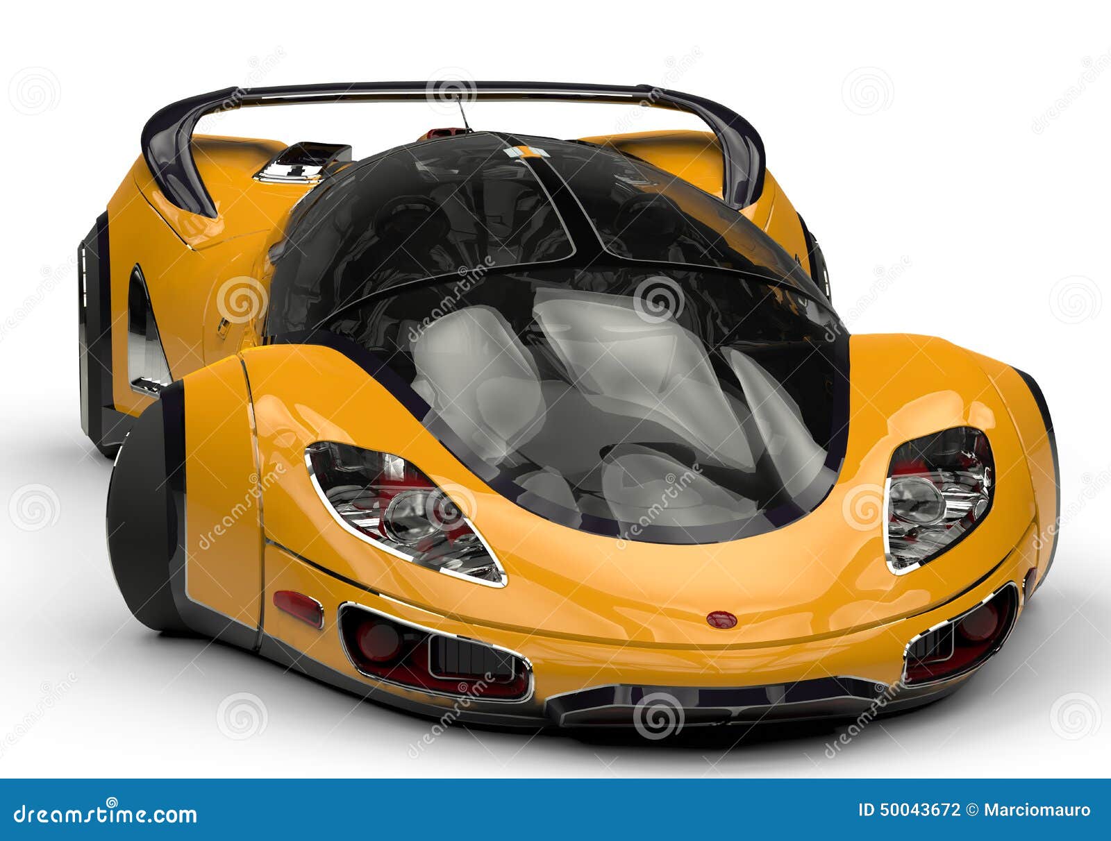 Future Car Yellow Front View Stock Illustration - Illustration of ...