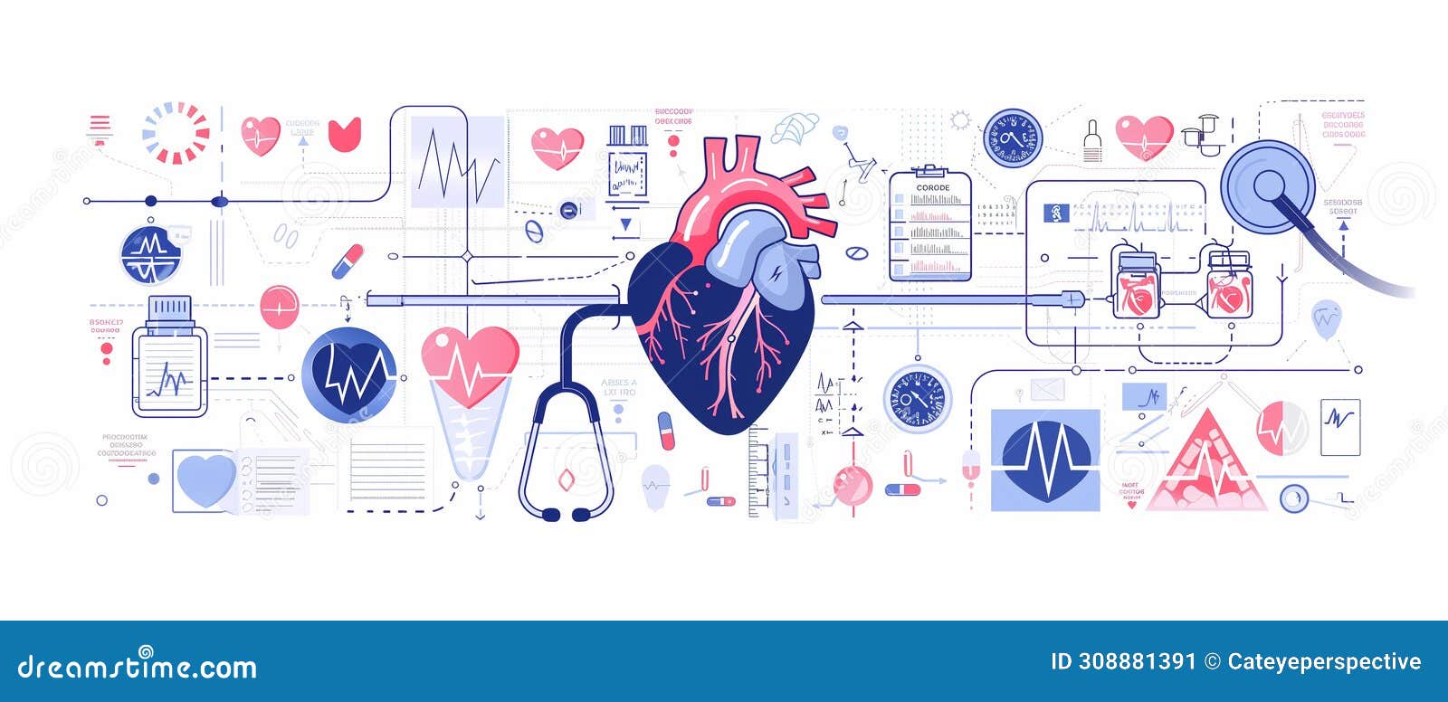 Future of Cardiology and Eharth Healthcare Diagram. AI Generated Stock ...
