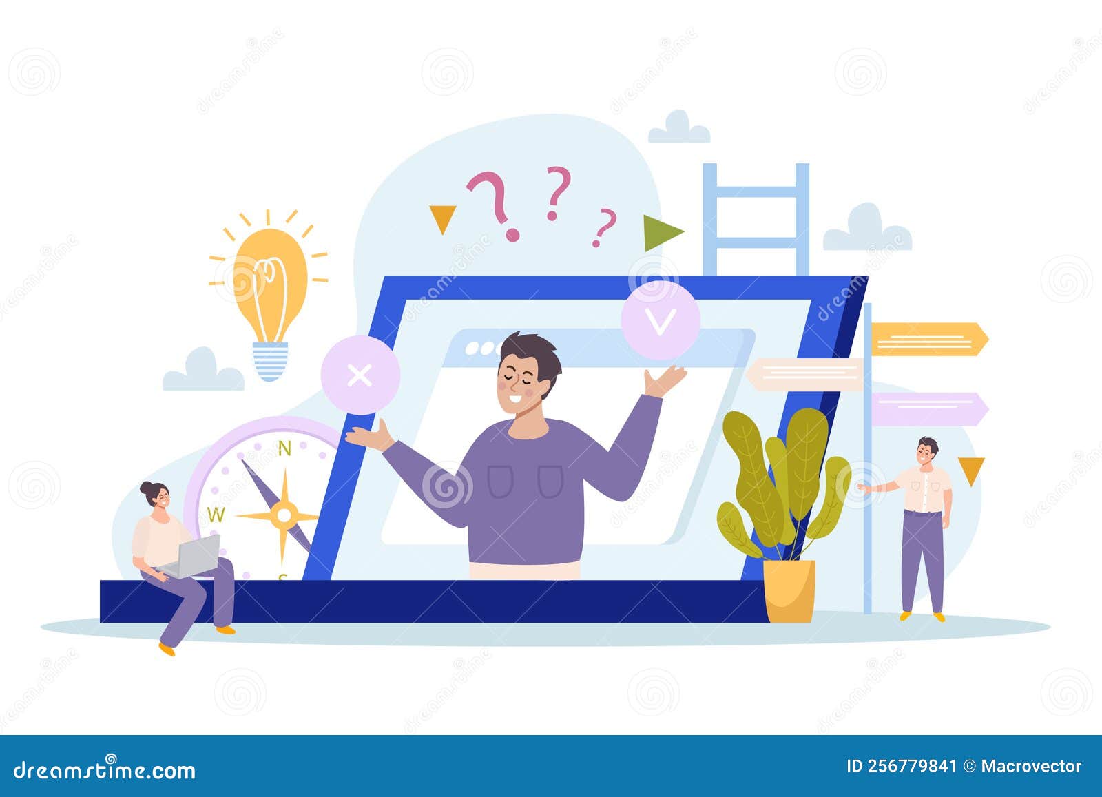 Future Career Search Flat Illustration Stock Vector - Illustration of ...