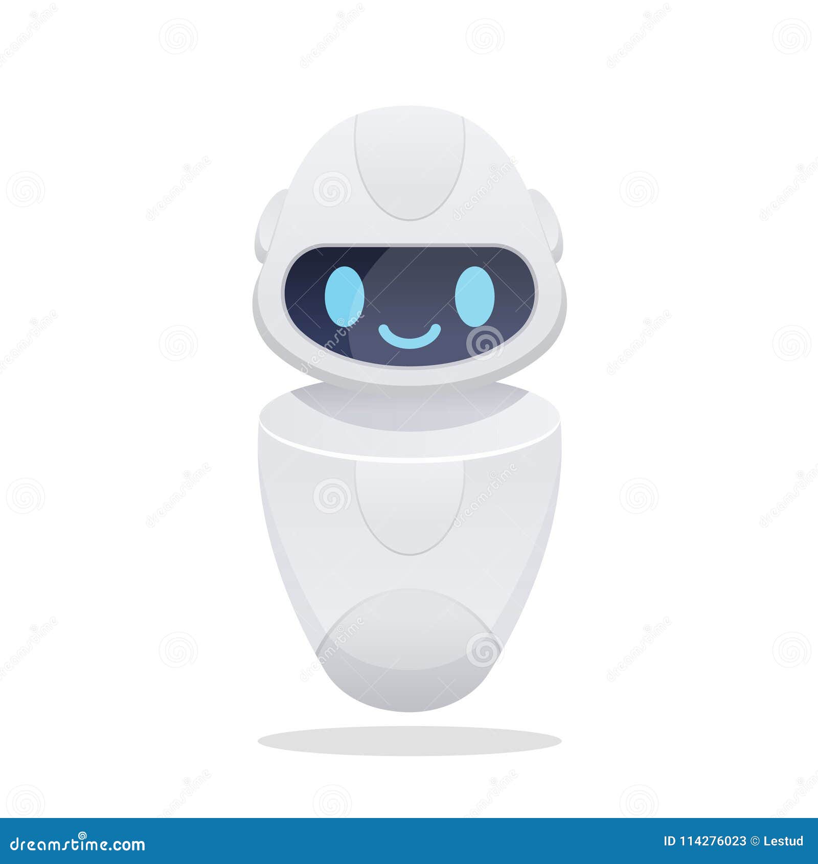 Future Chat Bot. Robot Icon with Blue Cute Eyes and Smile. Flat Vector ...