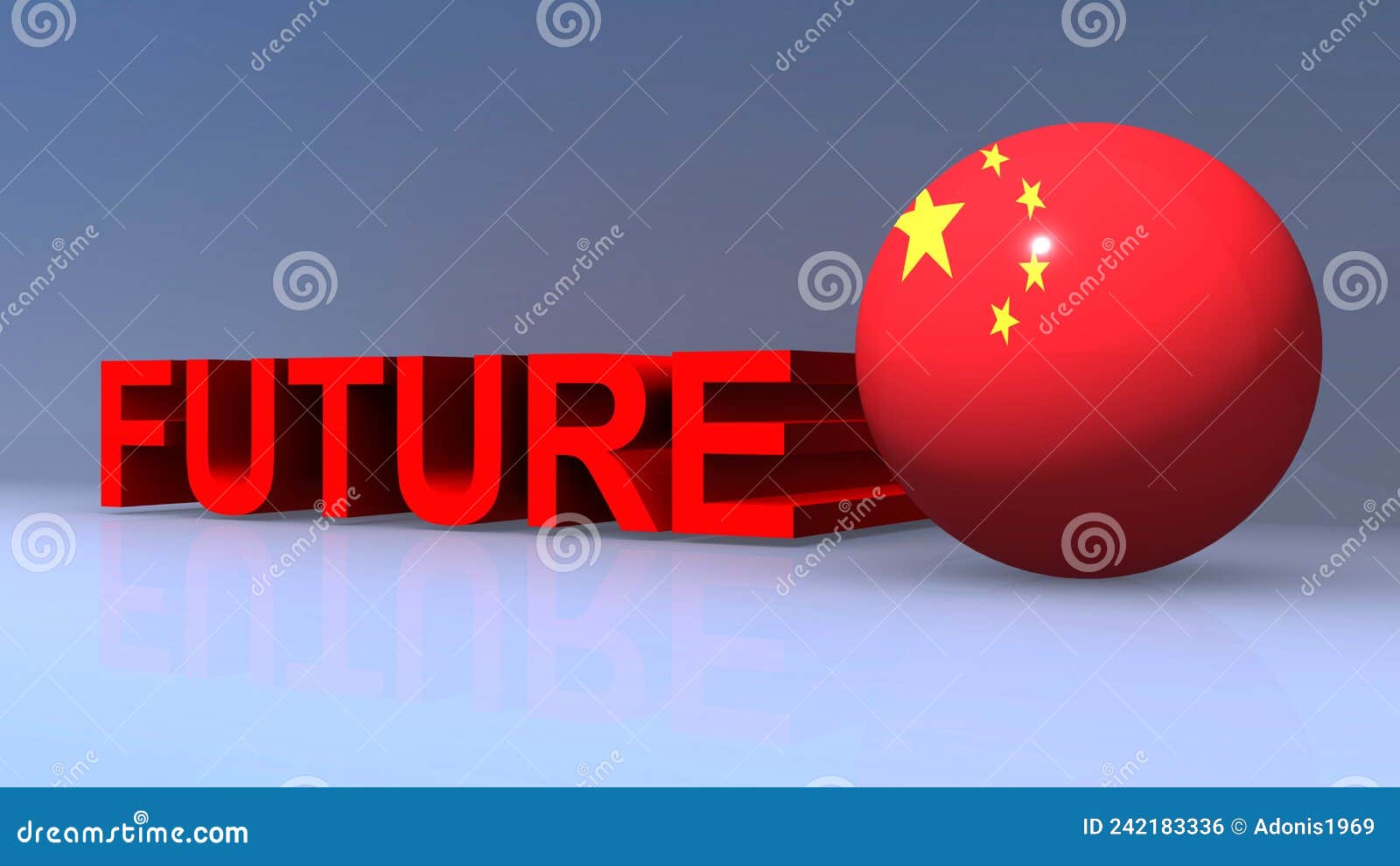 Future with Chine Flag on Blue Stock Illustration - Illustration of ...