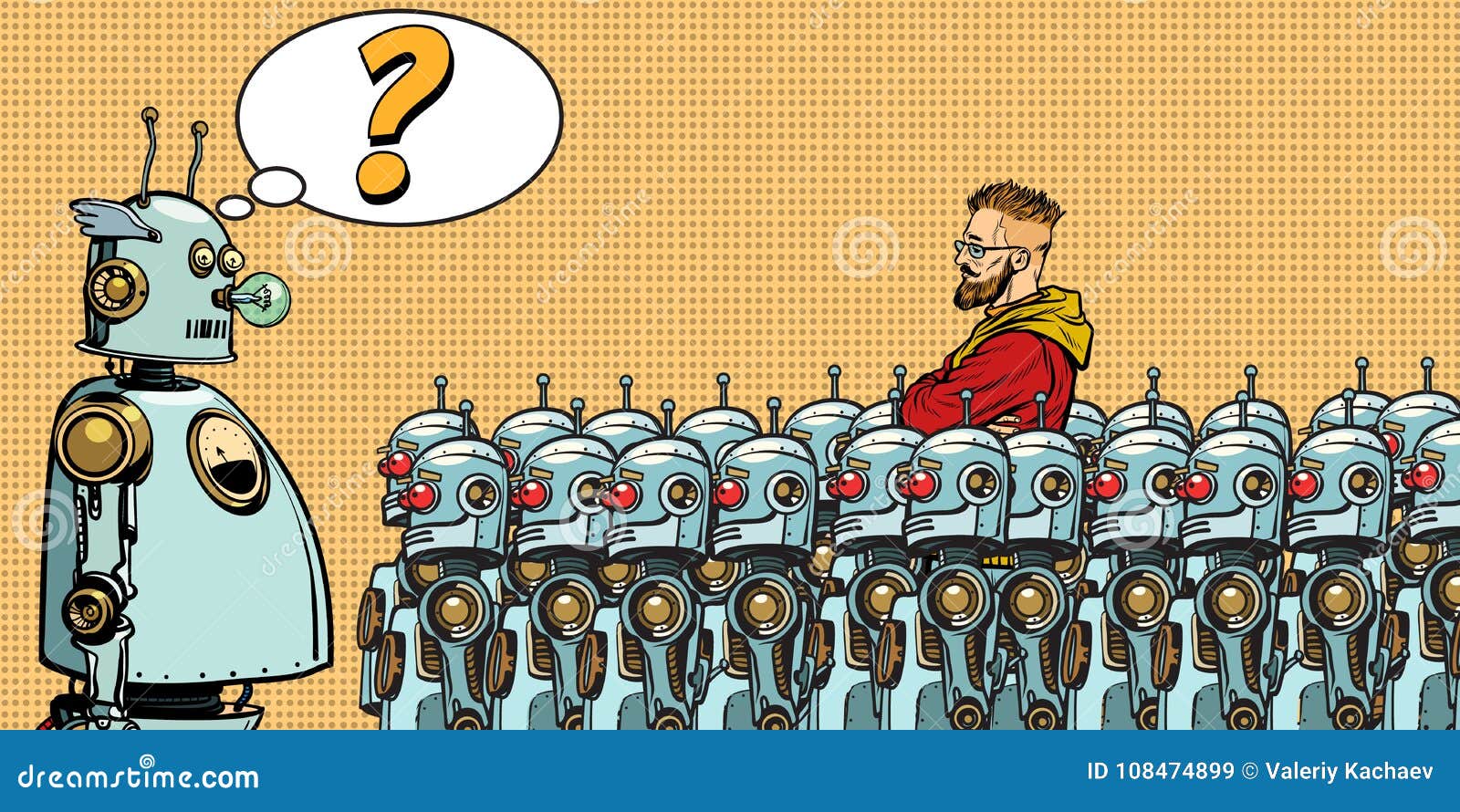 Future. the Choice between Robots and Humans Stock Vector ...