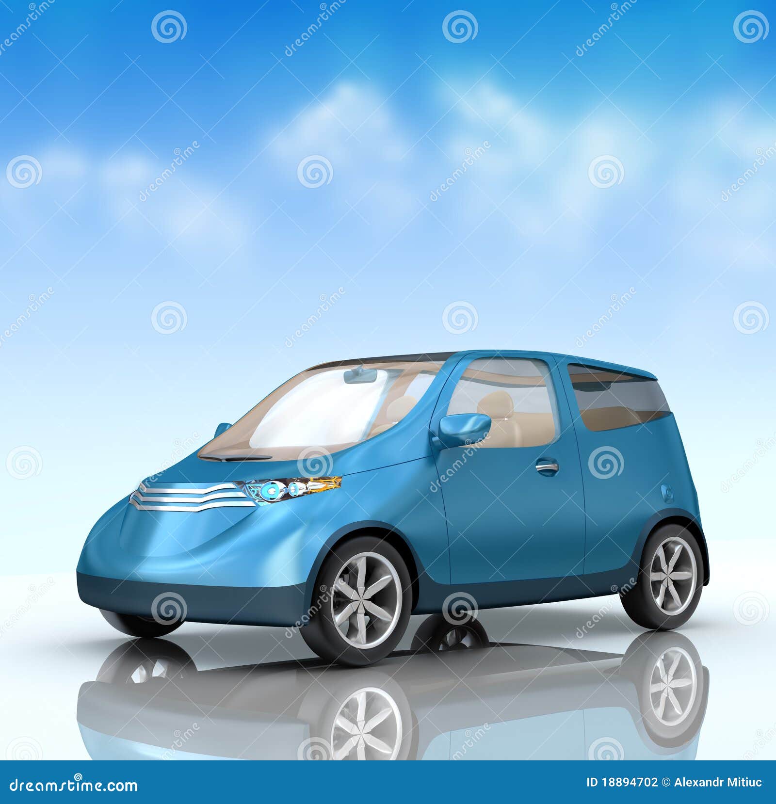 Future City Car Concept on Blue Background Stock Illustration ...