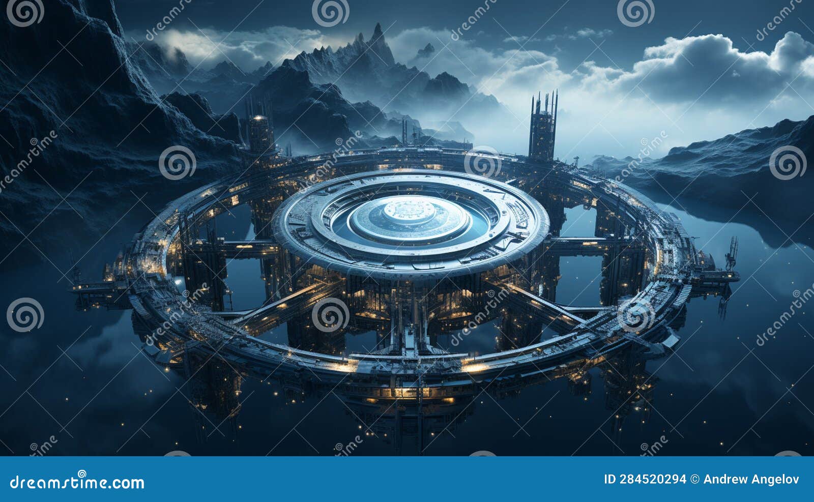 Future City on the Coast.3d Render Generative AI Stock Illustration ...