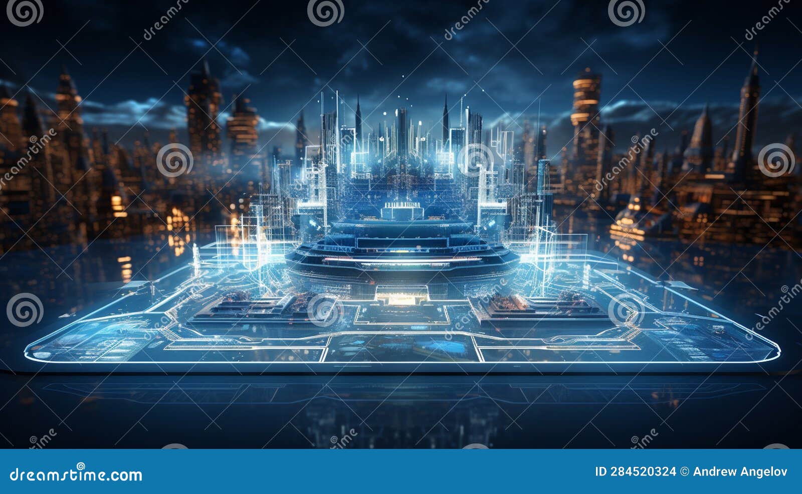 Future City on the Coast.3d Render Generative AI Stock Illustration ...
